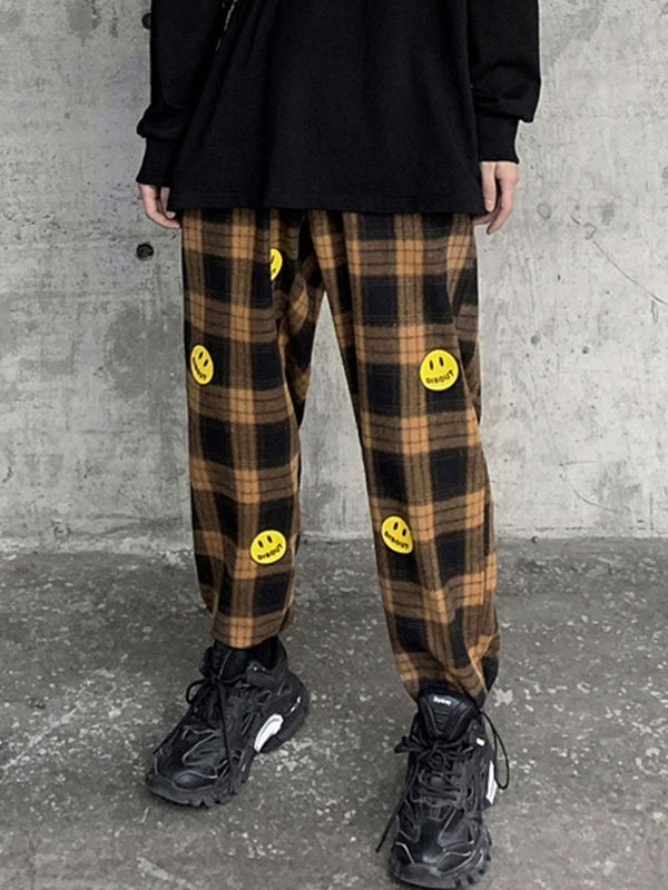 Emmiol Free shipping 2026 Men's Smile Checkered Print Jogger Pants ...
