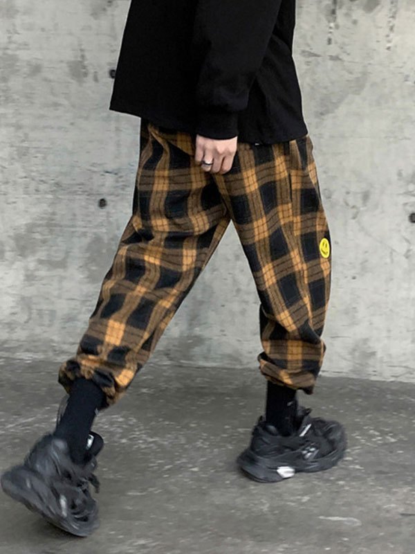 Emmiol Free shipping 2026 Men's Smile Checkered Print Jogger Pants ...