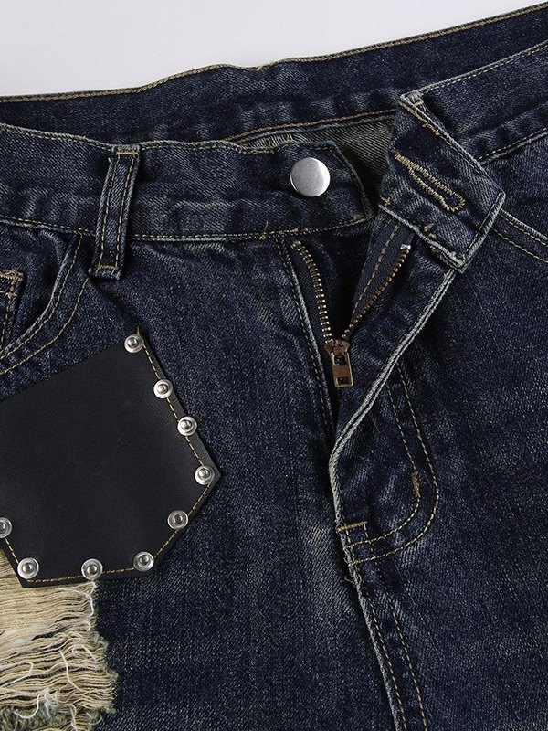 Emmiol Free shipping 2025 Distressed Splash Ankle Flare Ripped Jeans ...