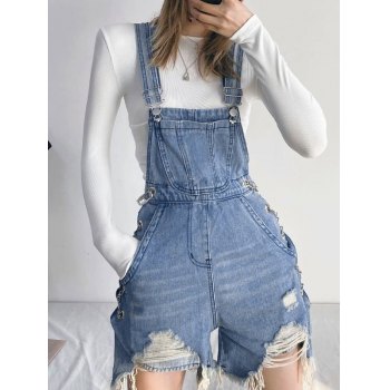 Emmiol Free shipping 2025 Chain Embellish Distressed Denim Overall ...