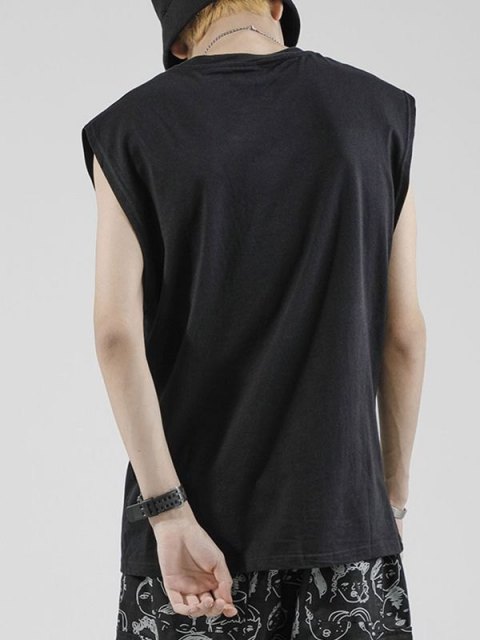 2022 Men's Washed Band Graphic Vest Black S In Vest Online Store. Best ...