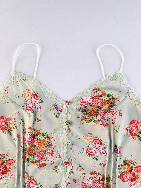 Emmiol Free shipping 2026 Lace Trim Button Up Floral Cami Top Apricot S ...