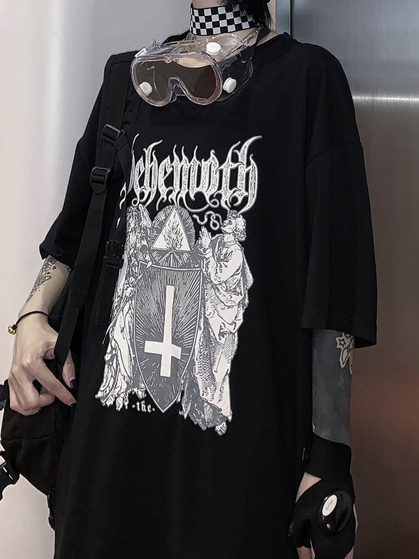 2022 Men's Gothic Ancient Cross Graphic Tee Black XL In Tops&Tees ...
