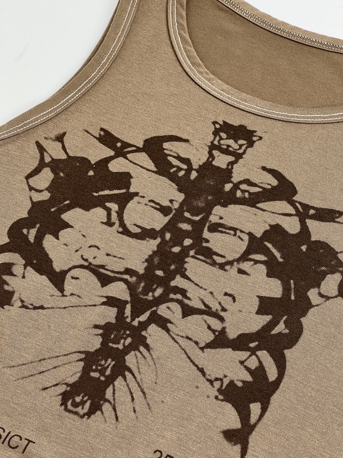 2022 Skeleton Bones Printed Crop Tank Top Coffee S In Tank Tops & Camis ...