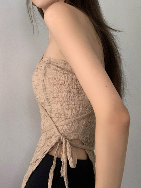 2022 Rhinestone Floral Bandeau Top Brown L In Bandeau Tops Online Store ...