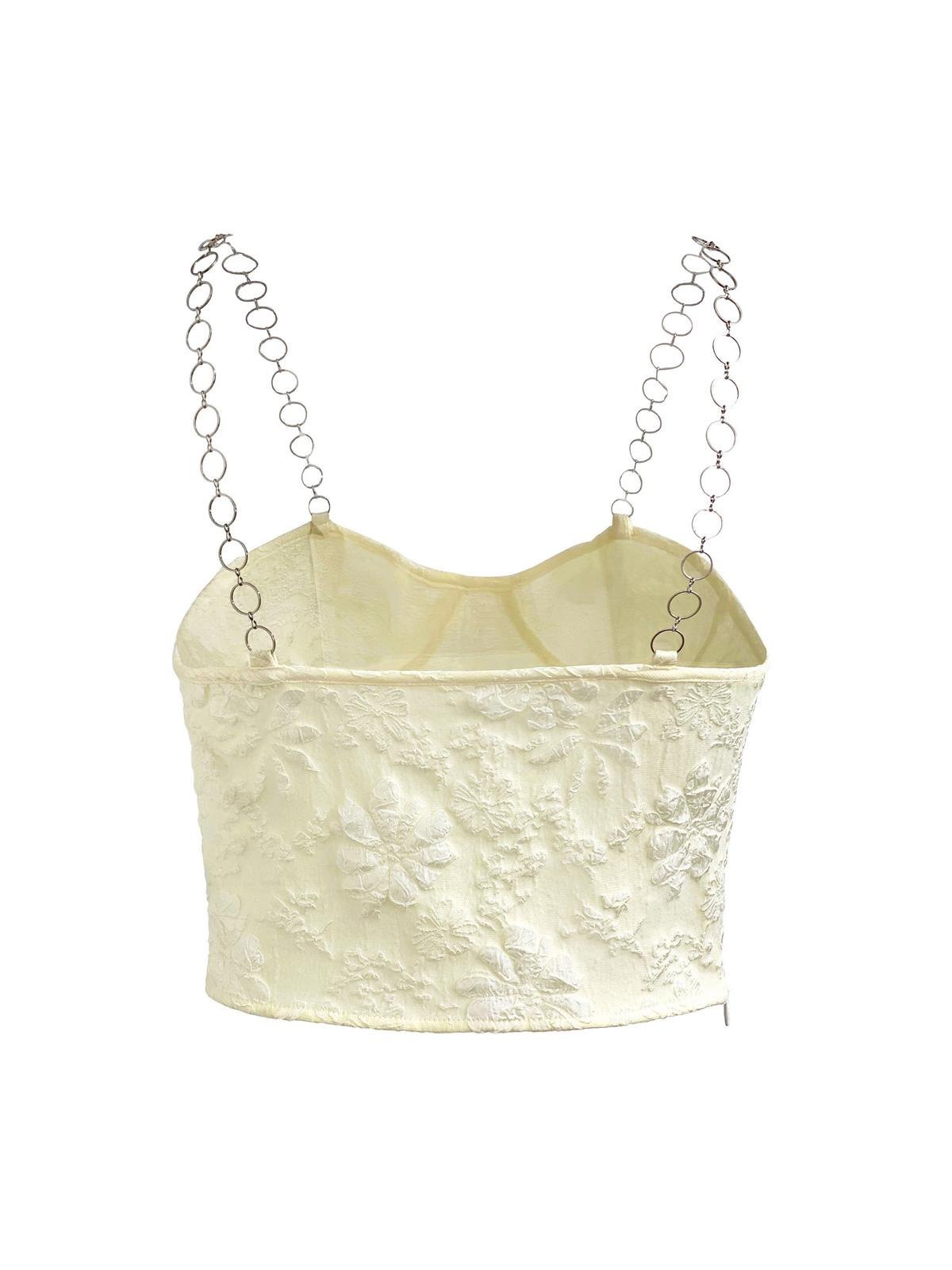 Emmiol Free shipping 2026 Floral Embellished Chain Strap Crop Cami Top ...