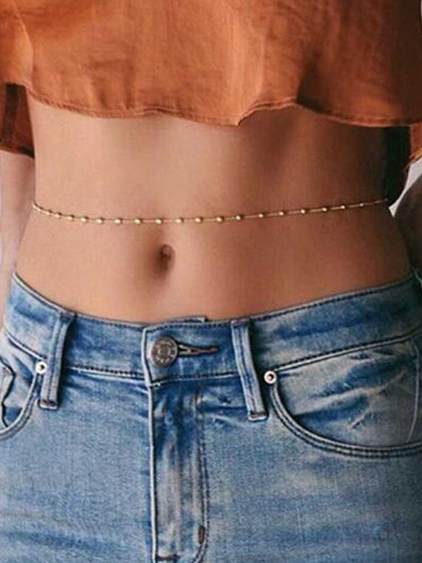 Emmiol Free shipping 2025 Simple Beaded Belly Chain Golden ONE SIZE in ...