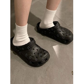 Emmiol Free shipping 2025 Smiley Face Pattern Clogs Black EU in Clogs ...