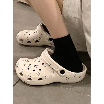 Emmiol Free shipping 2025 Smiley Face Pattern Clogs White EU in Clogs ...