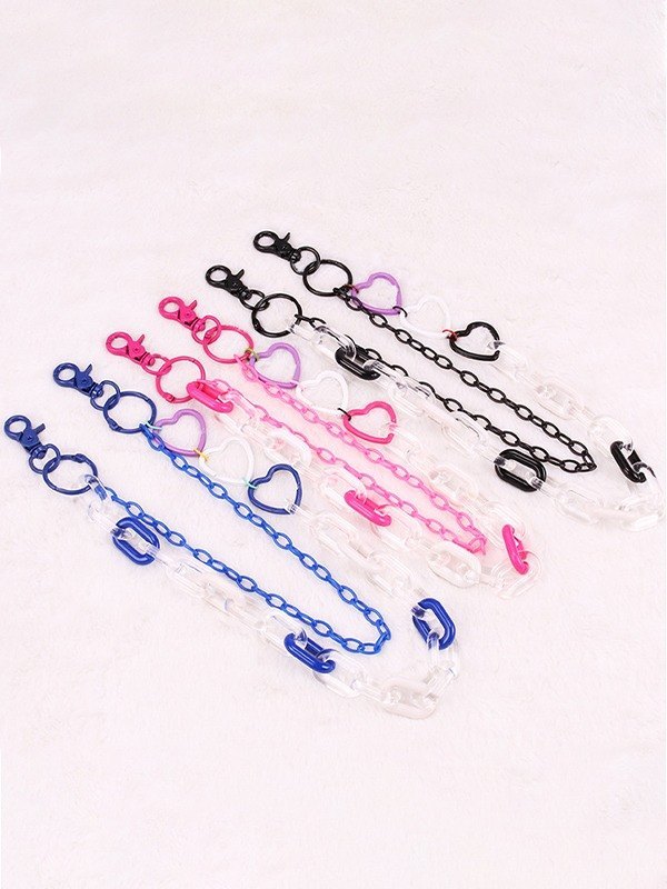 Emmiol Free shipping 2025 Heart Decor Double Layer Pants Chain Black ...