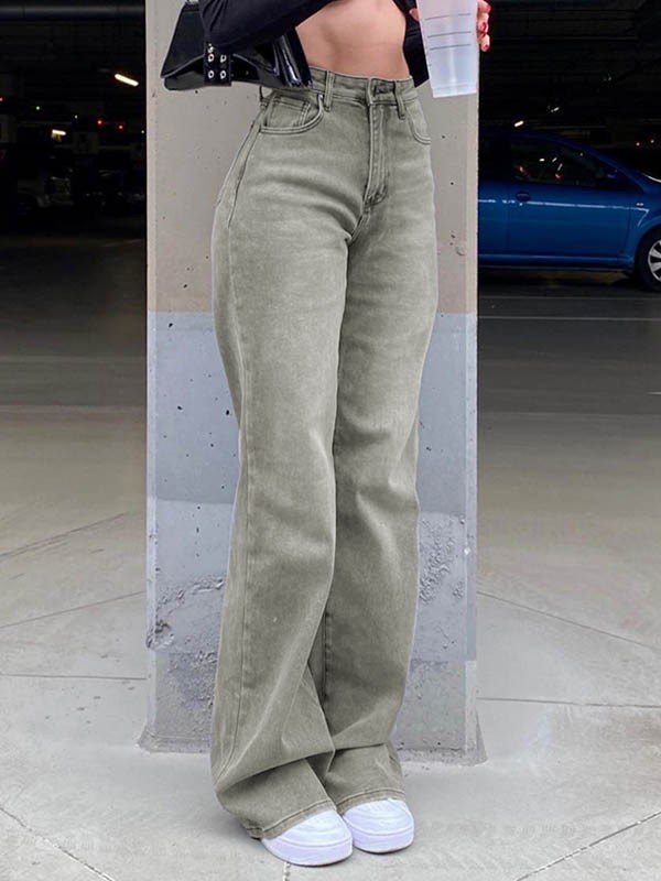 Emmiol Free shipping 2025 Light Wash Green Boyfriend Jeans Green L in Boyfriend Jeans online ...