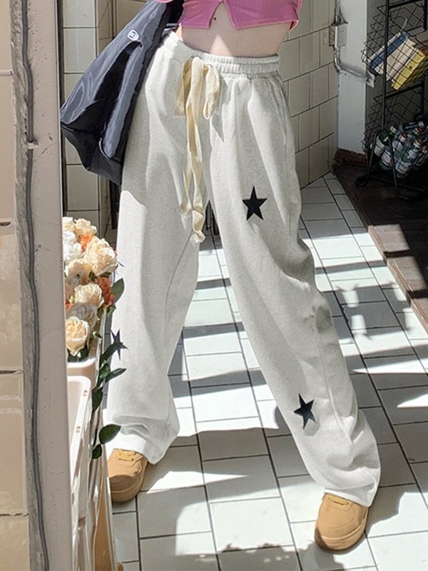 Emmiol Free shipping 2026 Star Patch Baggy Sweatpants Gray ONE SIZE in ...
