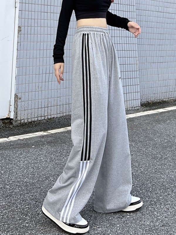 Emmiol Free shipping 2026 Vintage Side Stripe Baggy Sweatpants Gray L ...
