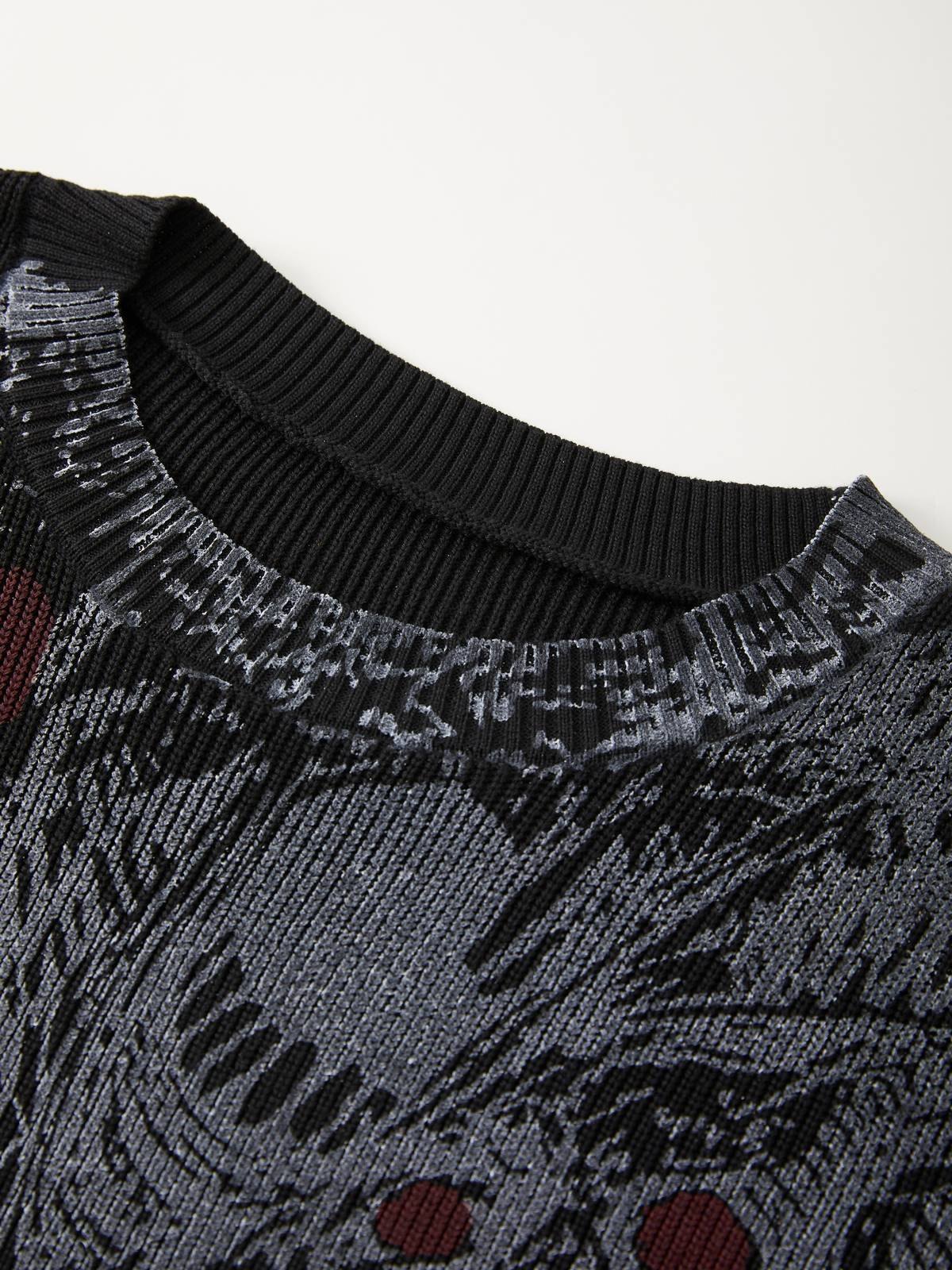 2022 Men's Evil Force Jacquard Pullover Sweater Black M In Sweaters ...