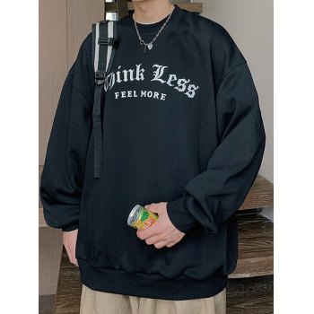 Emmiol Free shipping 2025 Men's Think Less Slogan Graphic Sweatshirt ...