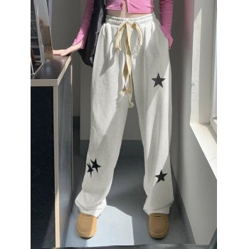 Emmiol Free shipping 2026 Star Patch Baggy Sweatpants Gray ONE SIZE in ...