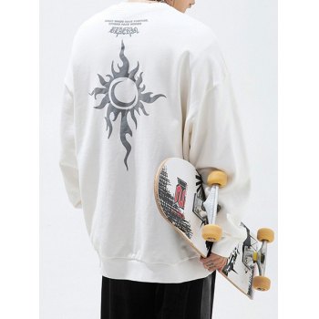 Emmiol Free shipping 2026 Men's Sun Moon Logo Graphic Sweatshirt White ...
