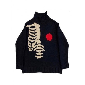 Emmiol Free shipping 2025 Men's Skeleton Jacquard Turtleneck Sweater ...