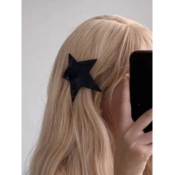 Emmiol Free shipping 2025 Y2K Star Pattern Snap Hair Clip Black ONE ...