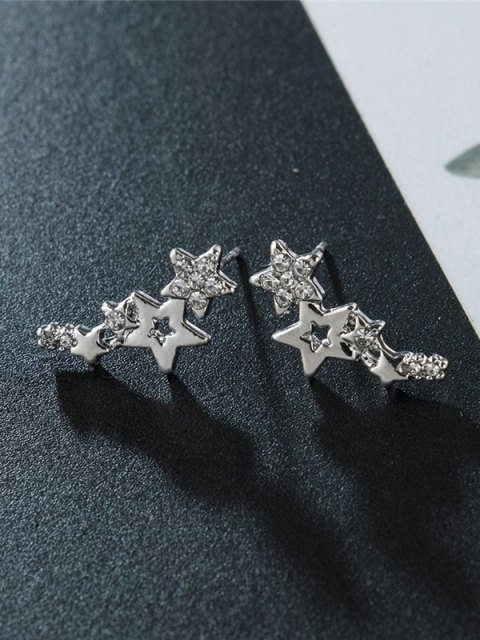 2022 Vintage Rhinestone Star Cuff Ring Silver ONE SIZE In Rings Online ...