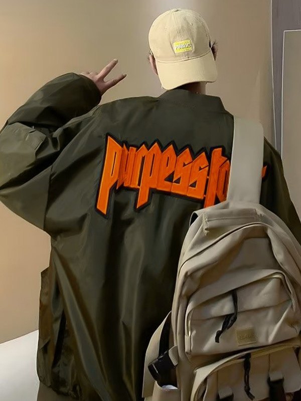 Emmiol Free shipping 2025 Men's Back Letter Embroidered Bomber Jacket ...