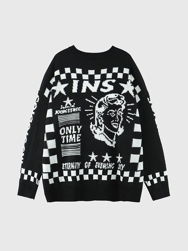 Emmiol Free shipping 2026 Men's Vintage Checkered Figure Jacquard ...