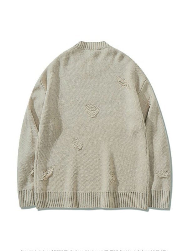 Emmiol Free shipping 2026 Men's Vintage Jacquard Distressed Pullover ...
