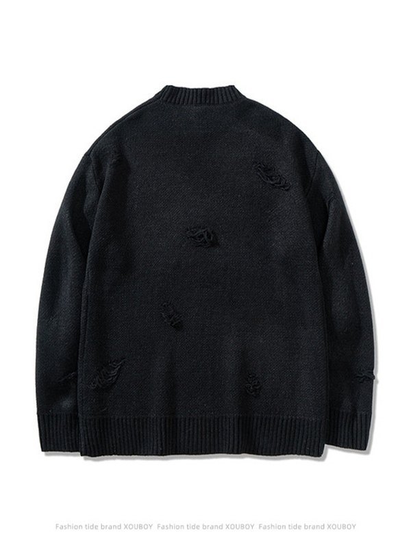 Emmiol Free shipping 2026 Men's Vintage Jacquard Distressed Pullover ...