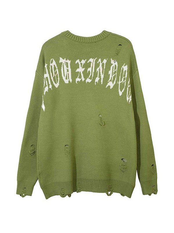 Emmiol Free shipping 2025 Men's Gothic Punk Cross Distressed Sweater ...