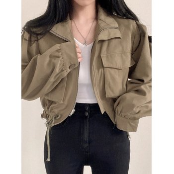 Emmiol Free shipping 2026 Vintage Zip Up Cargo Jacket Camel L in ...