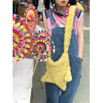 Emmiol Free shipping 2025 Fuzzy Star Shaped Crossbody Bag Yellow ONE ...