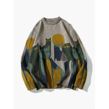 Emmiol Free shipping 2025 Men's Abstract Cartoon Jacquard Pullover ...