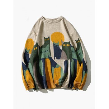 Emmiol Free shipping 2025 Men's Abstract Cartoon Jacquard Pullover ...