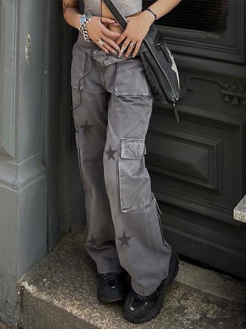 2022 Vintage Star Distressed Cargo Jeans Blue S In Cargo Jeans Online ...