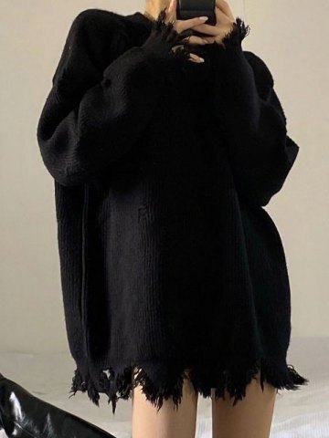 2022 V Neck Oversized Striped Pullover Sweater Coffee ONE SIZE In ...