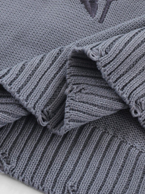 Emmiol Free shipping 2025 Men's Star Embroidered Distressed Pullover ...