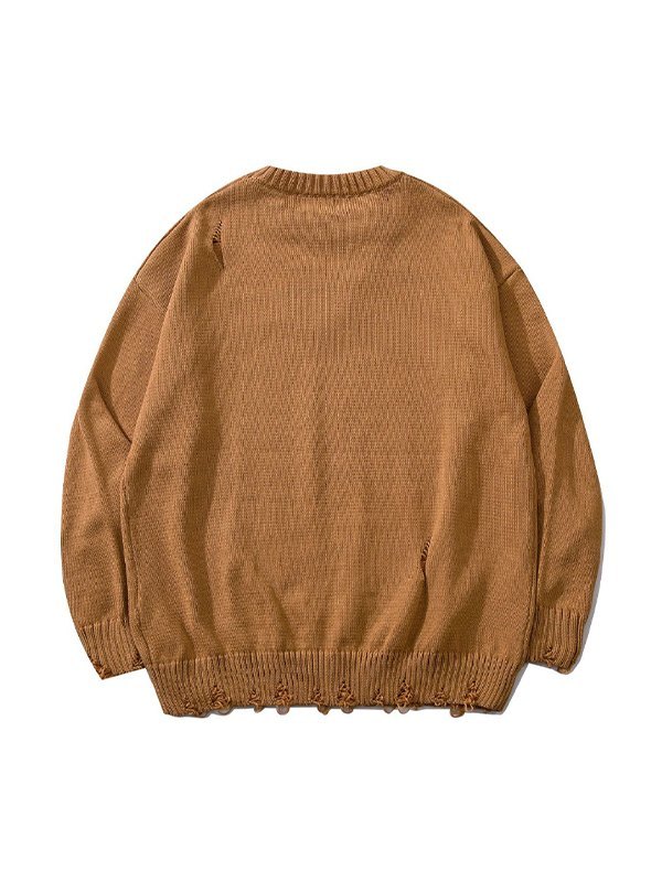 Emmiol Free shipping 2025 Men's Chain Embellished Distressed Pullover ...