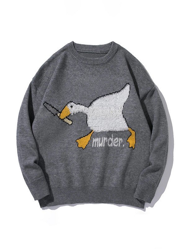 Emmiol Free shipping 2023 Men's Cartoon Goose Jacquard Knit Sweater ...