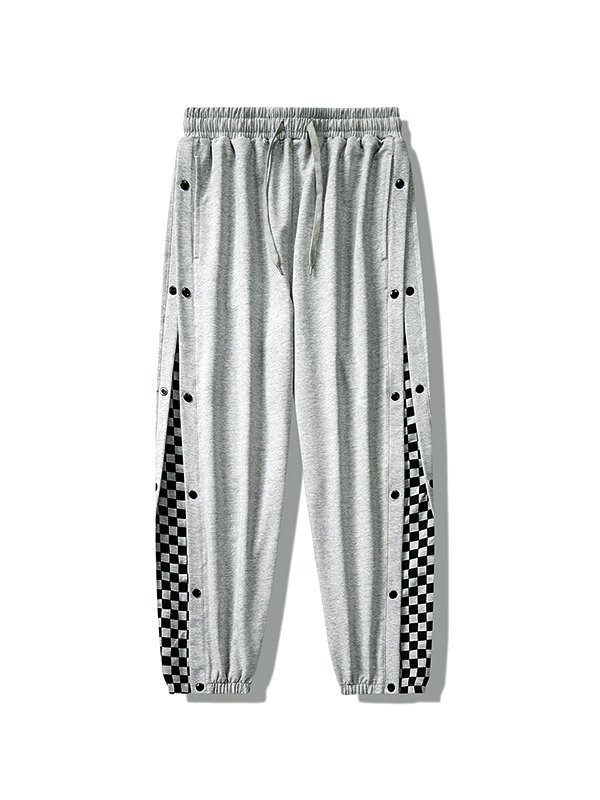 Emmiol Free shipping 2023 Men's Buttoned Patchwork Checkered Jogger ...