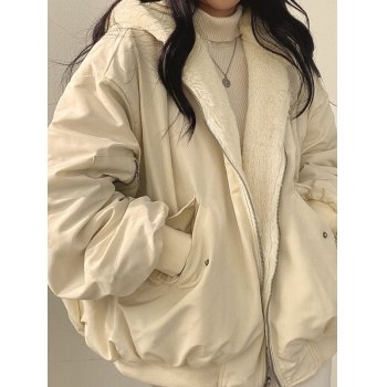 Emmiol Free shipping 2023 Reversible Oversize Fleece Hooded Jacket ...