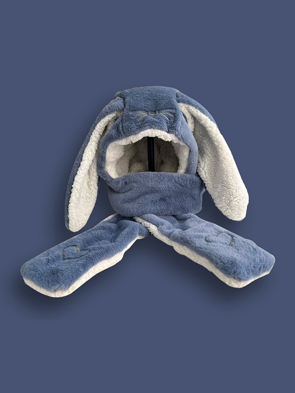 Emmiol Free shipping 2023 3 In 1 Cartoon Rabbit Fuzzy Hat Blue ONE SIZE ...