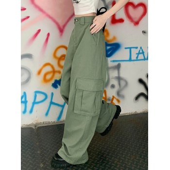Emmiol Free shipping 2025 Vintage Chive Straight Leg Cargo Pants Chive ...