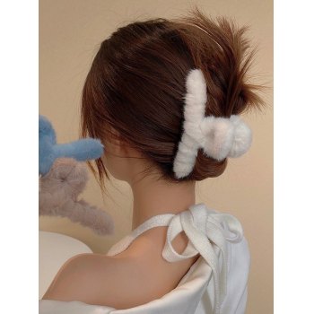 Emmiol Free shipping 2025 Solid Color Fuzzy Hair Claw Clip Beige ONE ...