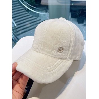 Emmiol Free shipping 2025 Logo Embroidery Fuzzy Baseball Cap White ONE ...