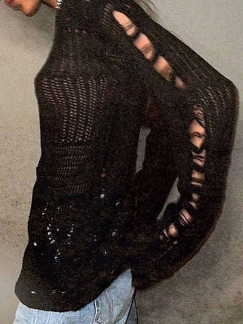 2023 Logo Embroidered Distressed Knit Top White M In Knits Online Store ...