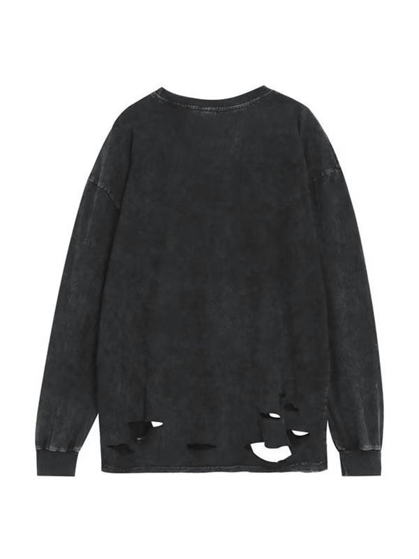 Emmiol Free shipping 2025 Men's Vintage Wash Distressed Long Sleeve ...