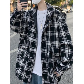 Emmiol Free shipping 2026 Men's Vintage Checker Tweed Jacket Black L in ...