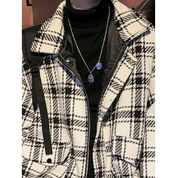 Emmiol Free shipping 2026 Men's Vintage Checker Tweed Jacket White M in ...