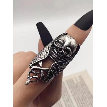 Emmiol Free shipping 2025 Vintage Punk Skull Silver Ring Silver ONE ...