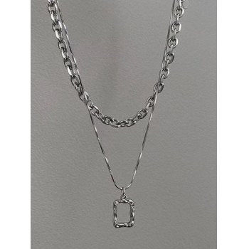 Emmiol Free shipping 2025 Silver Double Layered Chain Necklace Silver ...